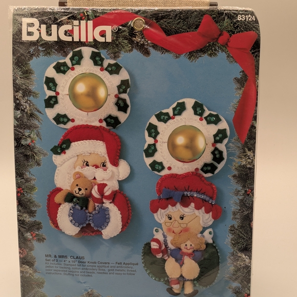 Bucilla | Other | Bucilla Festive Claus Door Knob Covers Red Blue White ...